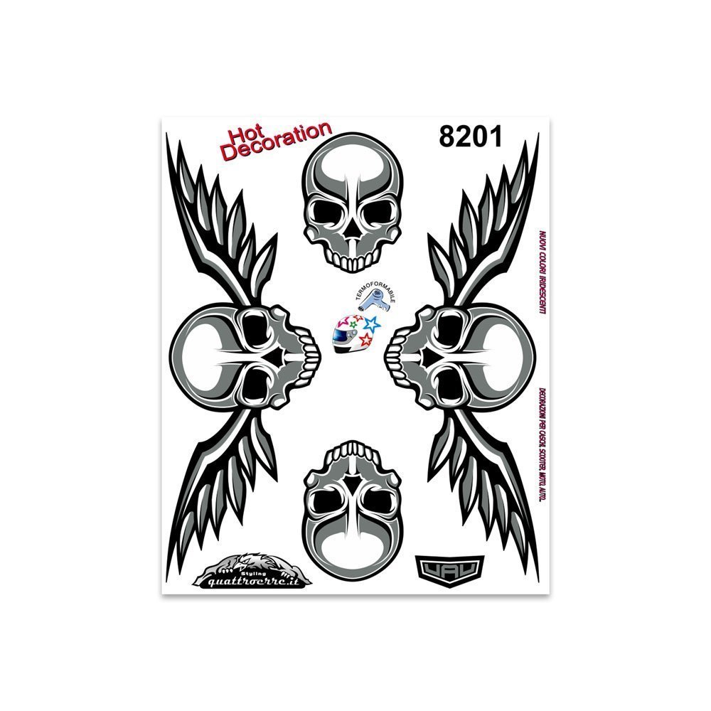 Adesivi Stickers Medi Teschio con Ali 13,5 x 16 cm - Quattroerre
